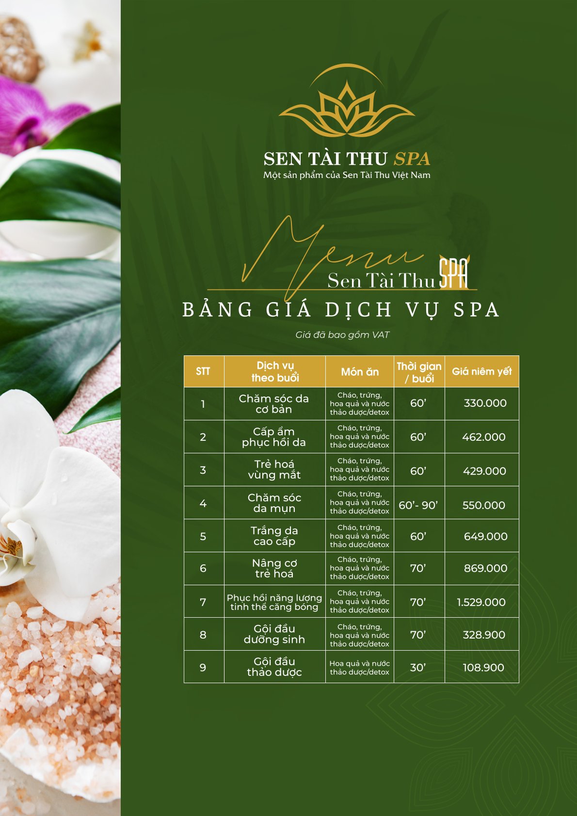 Bảng giá Sen Tài Thu Văn Cao – Sen Tài Thu